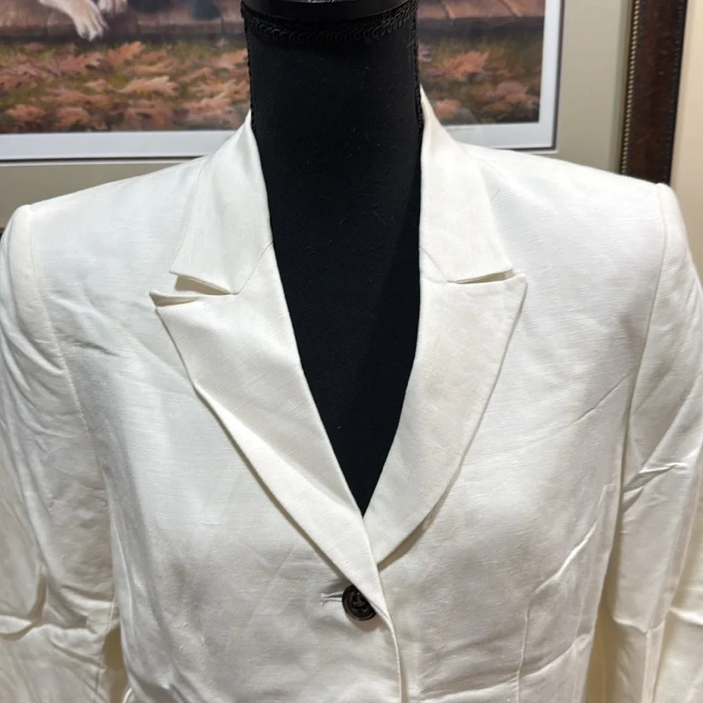 Jackets & Coats | Le Suit Cream Tailored Blazer With Floral Embroidery ...